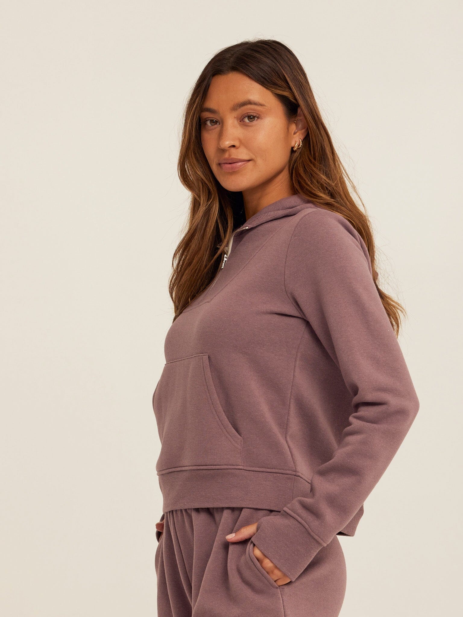 Tyra Triblend Fleece Quarter Zip Hoodie – Threads 4 Thought